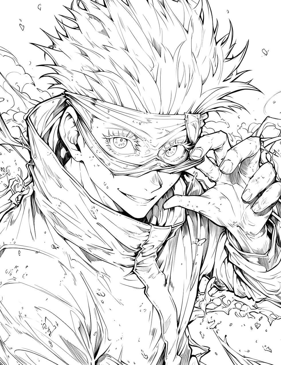 Gojo Revealing Eyes Coloring Page | JJK Instant Download – Infinite ...